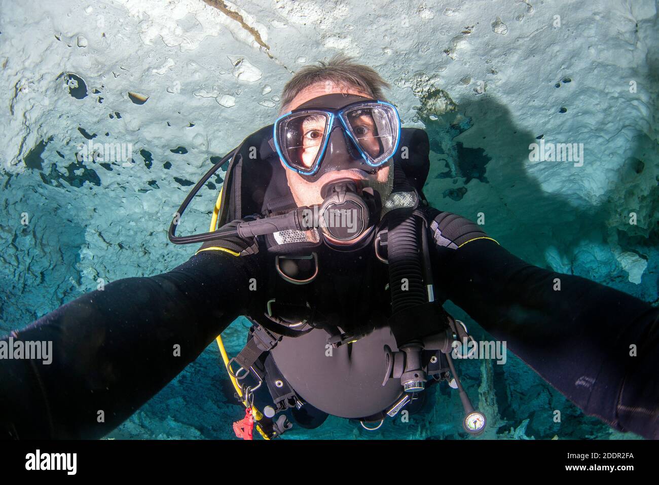 Cave scuba diving in mexican cenotes Stock Photo - Alamy