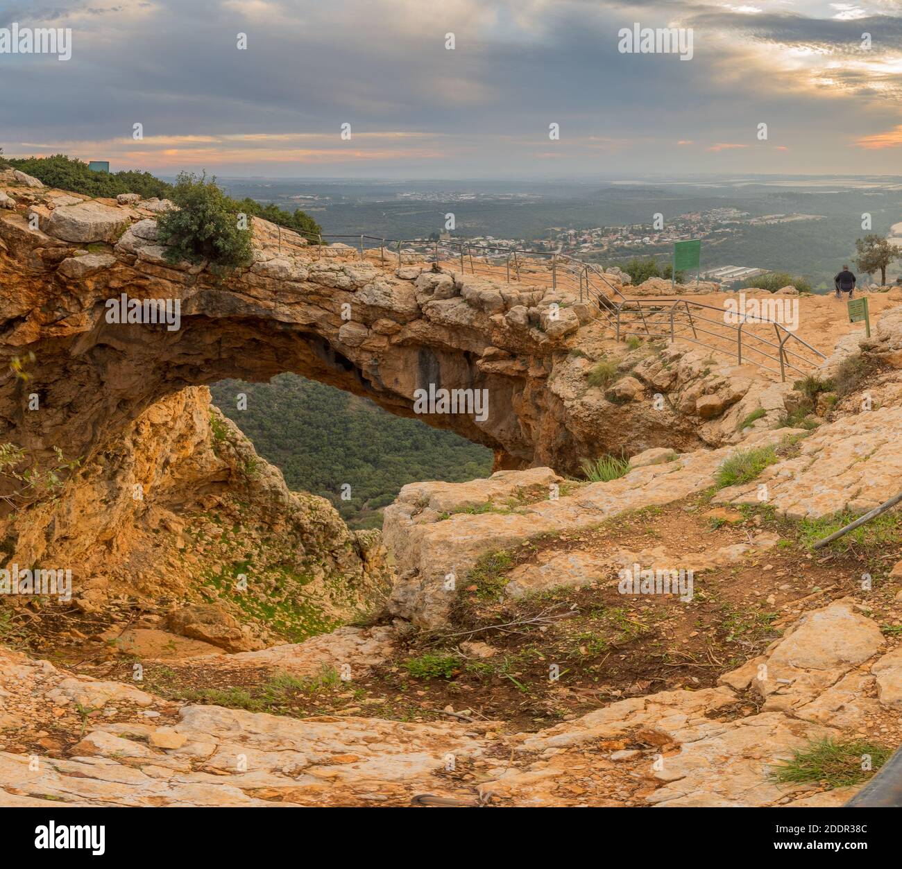 Sunset view of the Keshet Cave, a limestone archway spanning the ...
