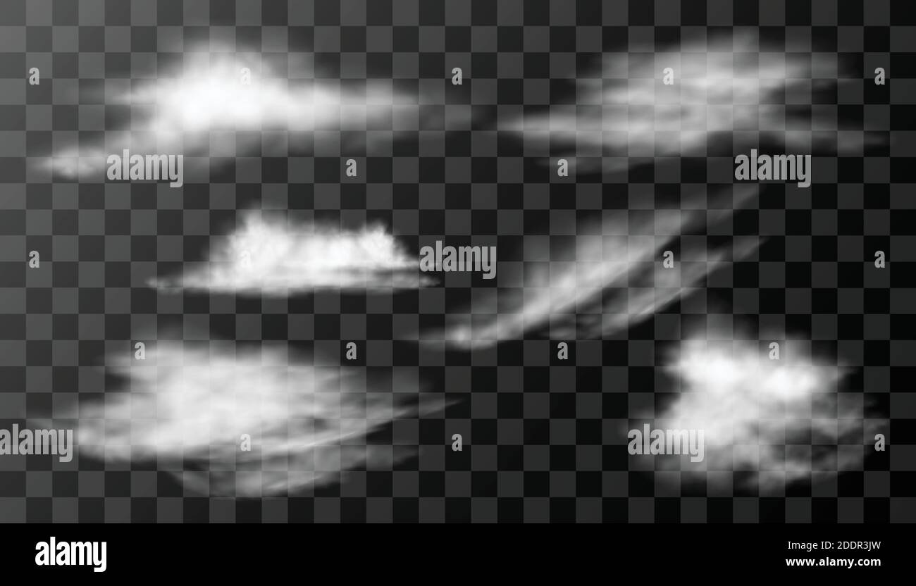 Vector realistic collection of clouds on transparent background with ...