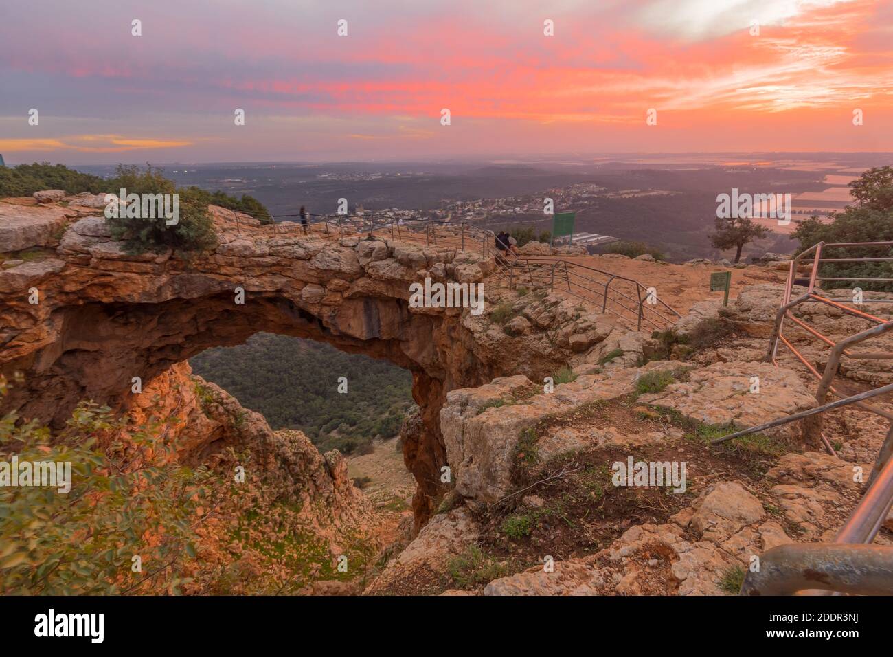 Sunset view of the Keshet Cave, a limestone archway spanning the ...
