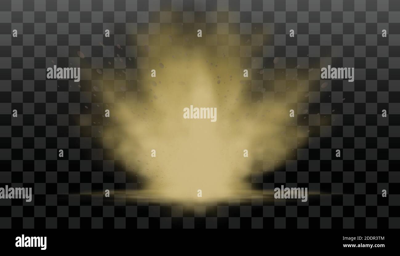 Vector realistic collection of dust and smog or fog explosion on ...