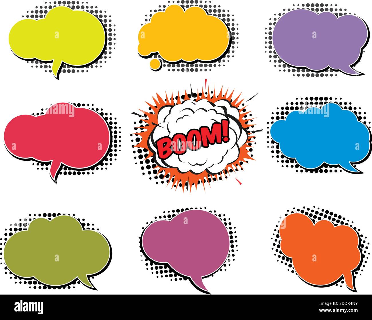 A set of comic speech balloons and background. Vector Illustration ...