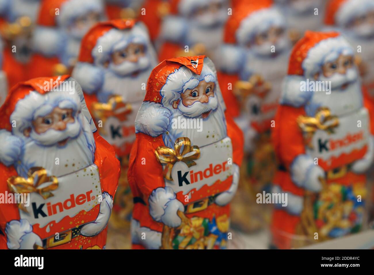 Christmas or new year background, for editorial use, chocolate figures ...