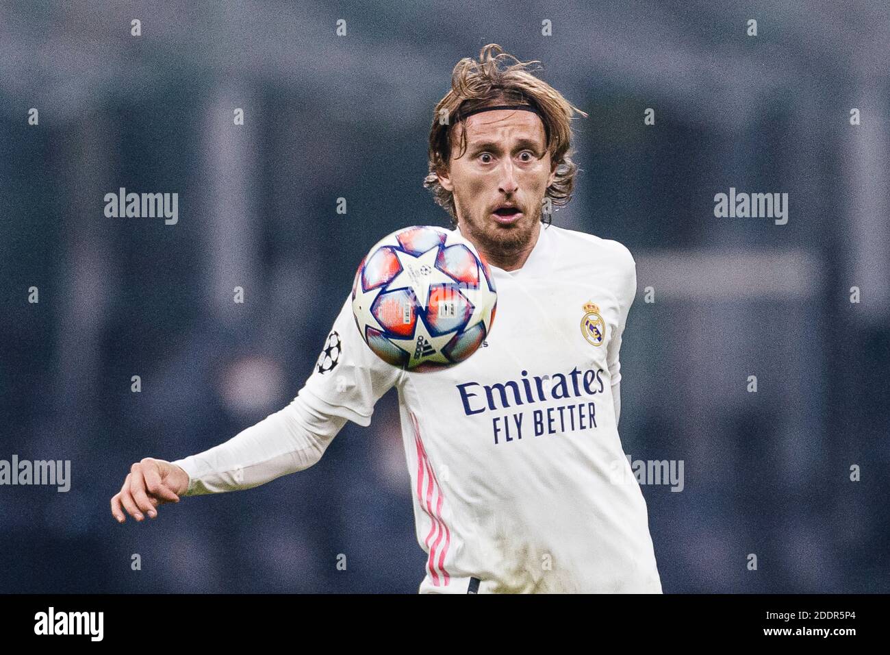 Milan, Italy. 25th Nov, 2020. Luka Modric of Real Madrid controls the ...