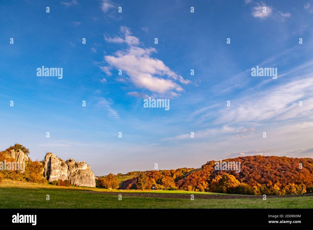 Autumn view of the forest with limestone rocks Stock Photo - Alamy