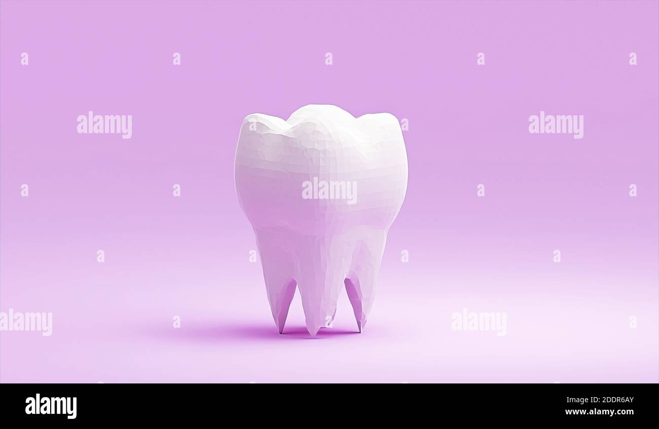 Low poly polygonal molar tooth on pink background, 3d illustration ...
