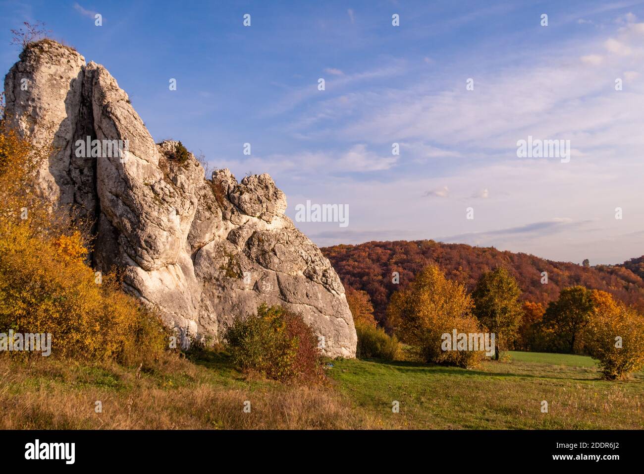 Autumn view of the forest with limestone rocks Stock Photo - Alamy