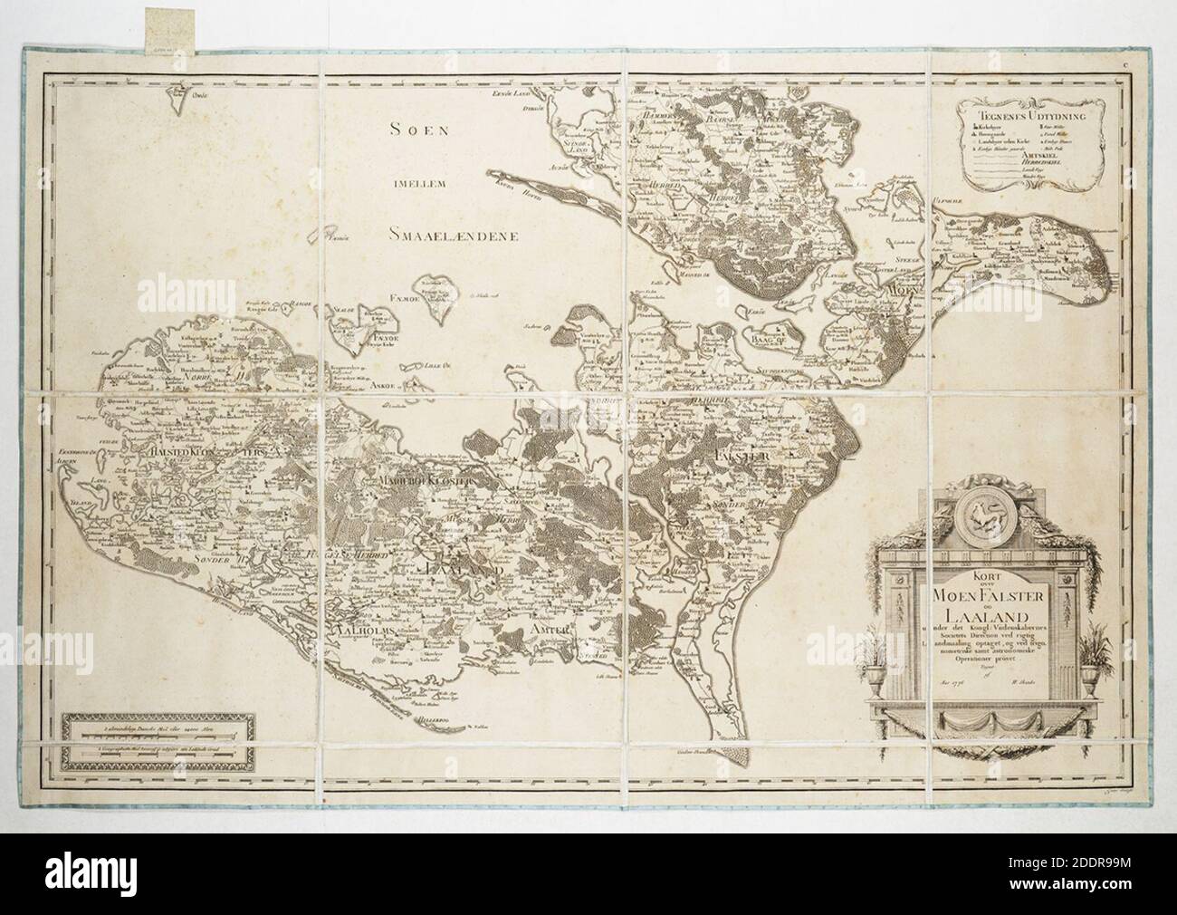 Kort over Moen Falster og Laaland Stock Photo - Alamy