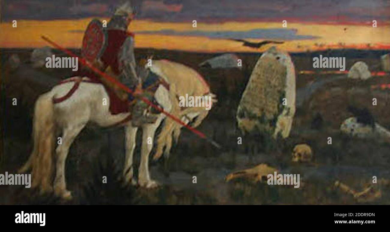 Knight at the crossroads by Vasnetsov (1920 Tbilisi Stock Photo - Alamy