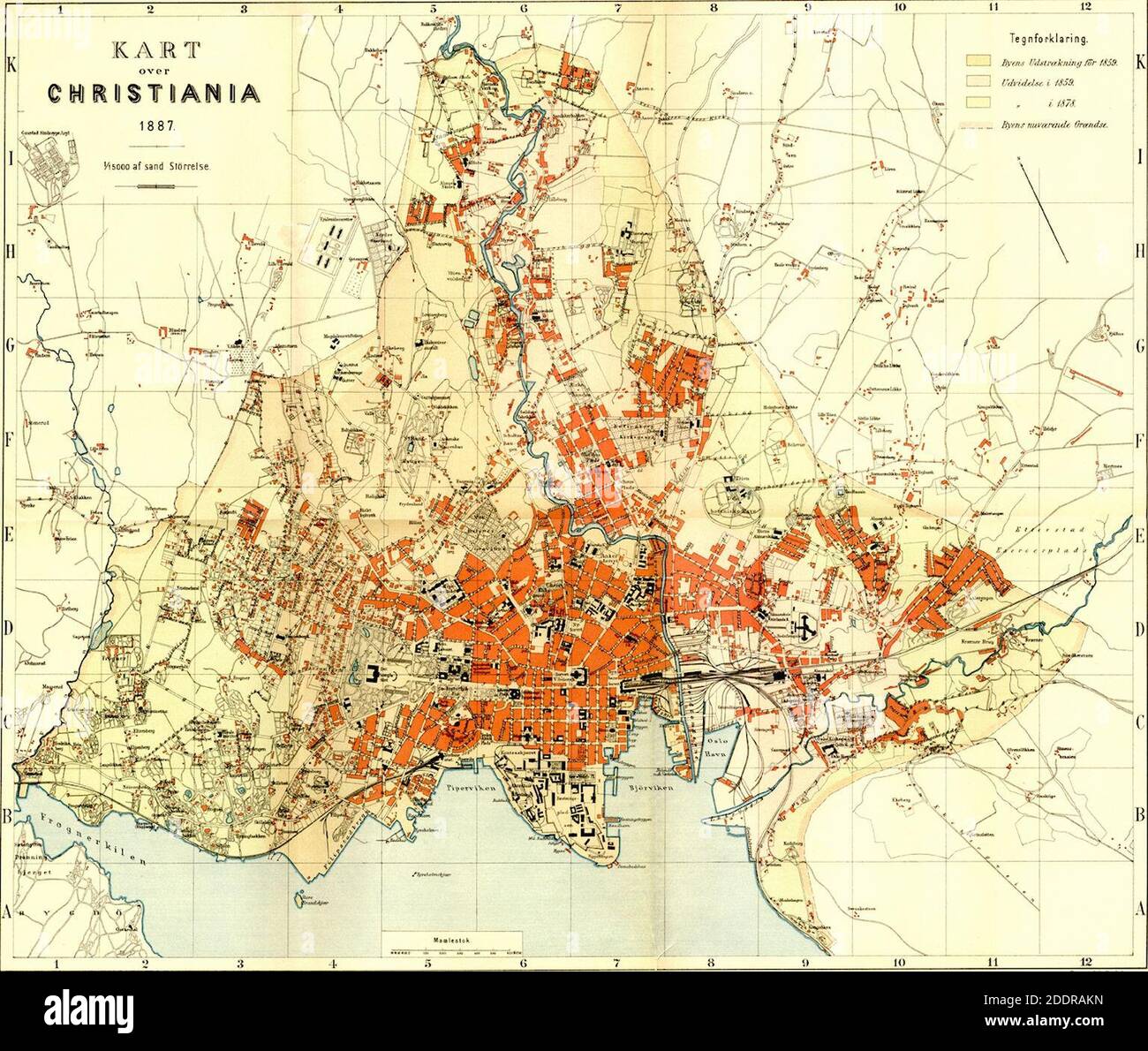 Kristiania map 1887 Stock Photo - Alamy