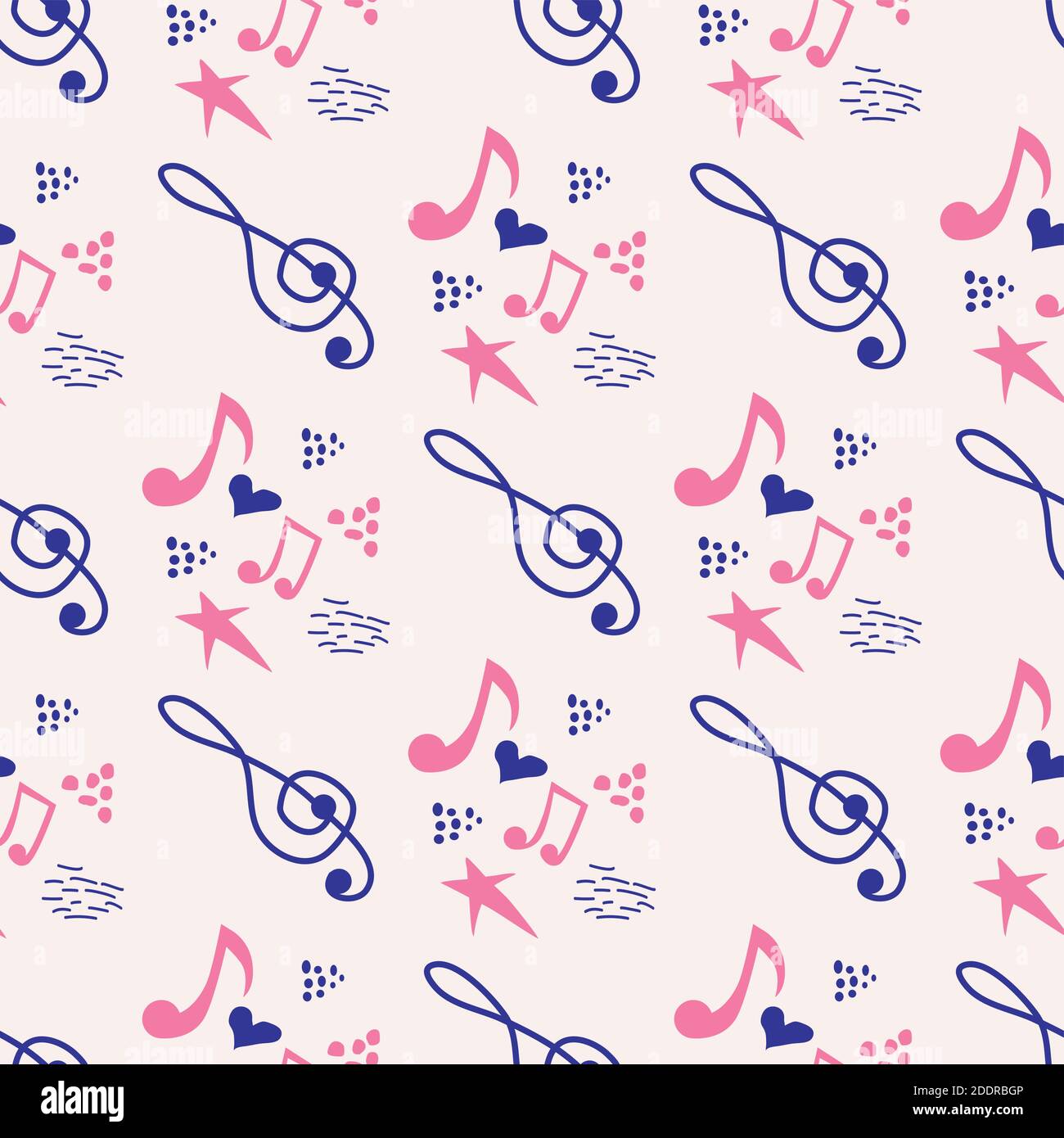 Love music seamless pattern with music notes, treble clef, hearts ...