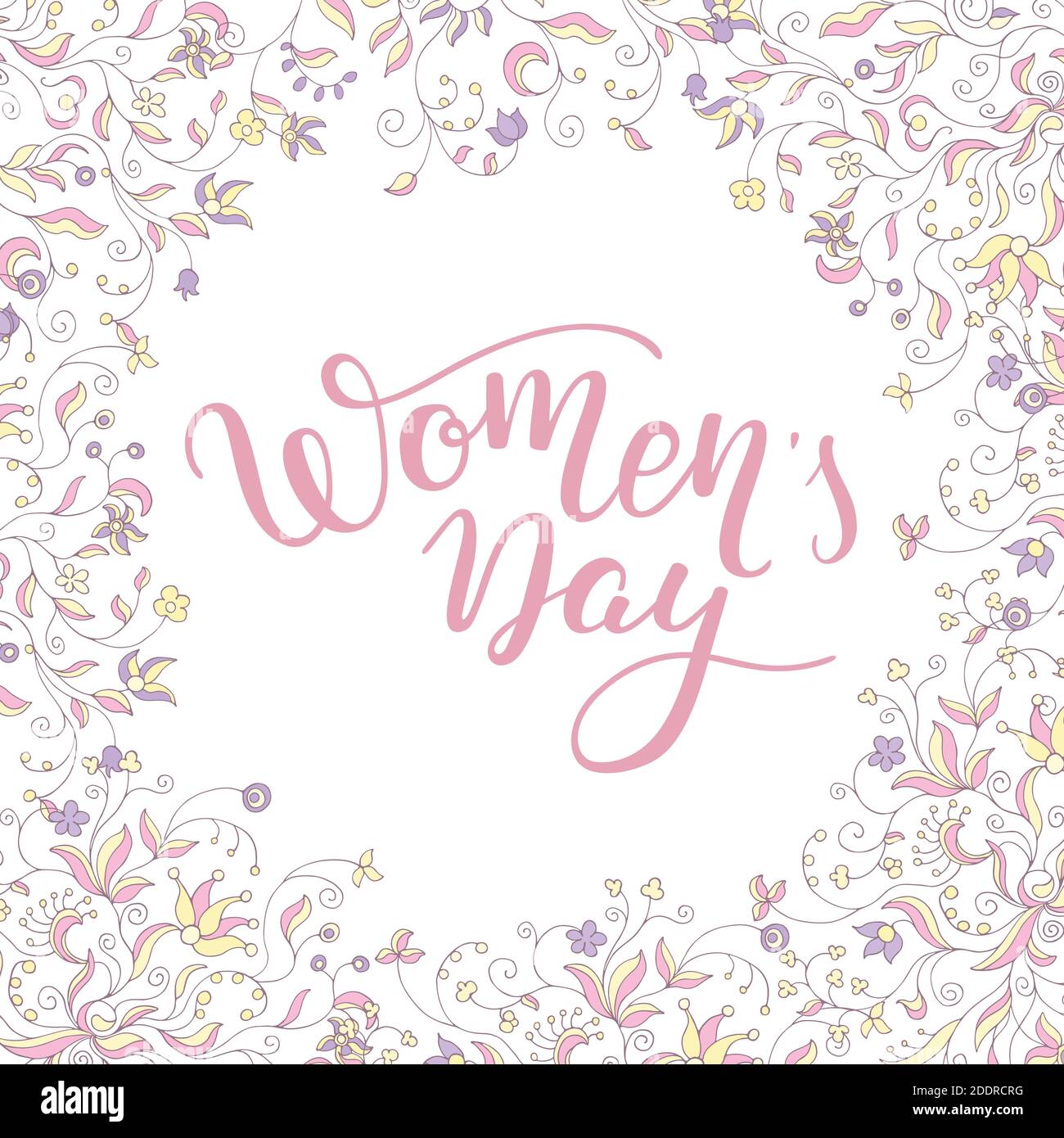 Hand lettering Women's Day with flowers. International Women's Day ...