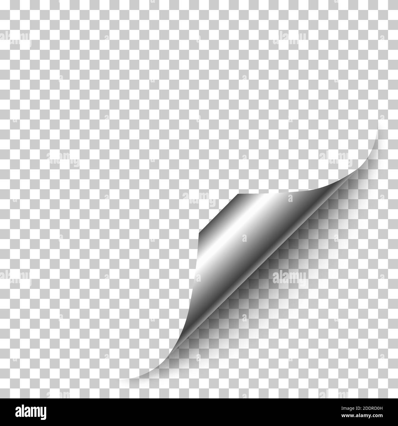 Vector realistic silver paper corner with shadow on transparent ...