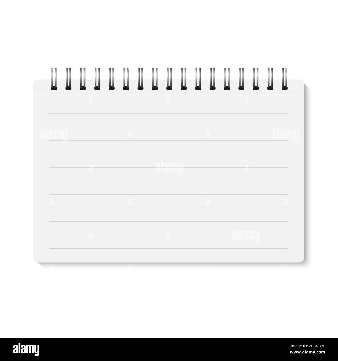 Vector white realistic closed spiral bound notebook. Horizontal blank ...