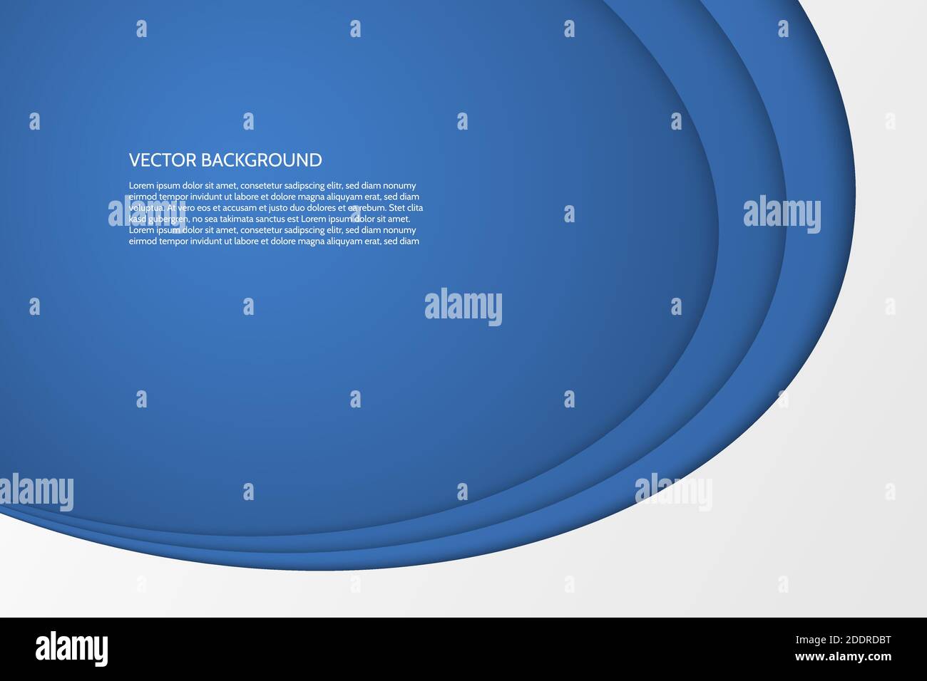 Vector modern simple oval blue and white background with paper effect ...