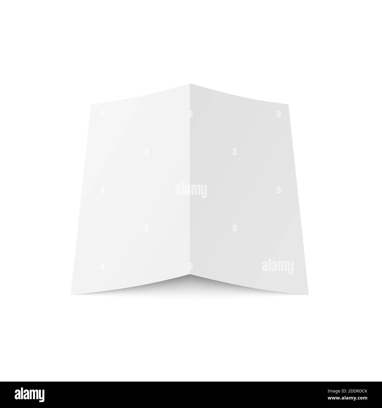 Vector blank white twofold booklet opened on white background. Back ...