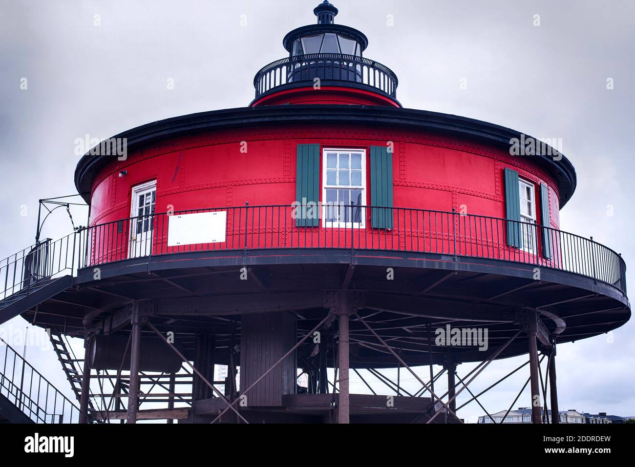 the historic red and black landmark seven foot knoll lighthouse within ...