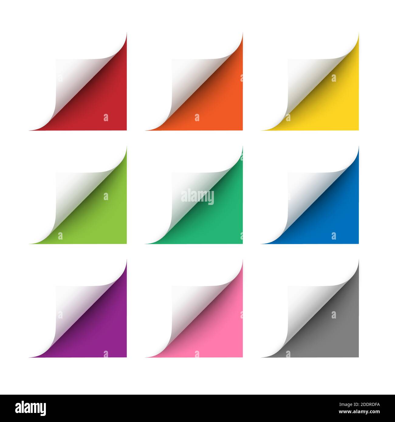 Vector realistic white paper corners set with soft shadow on white ...