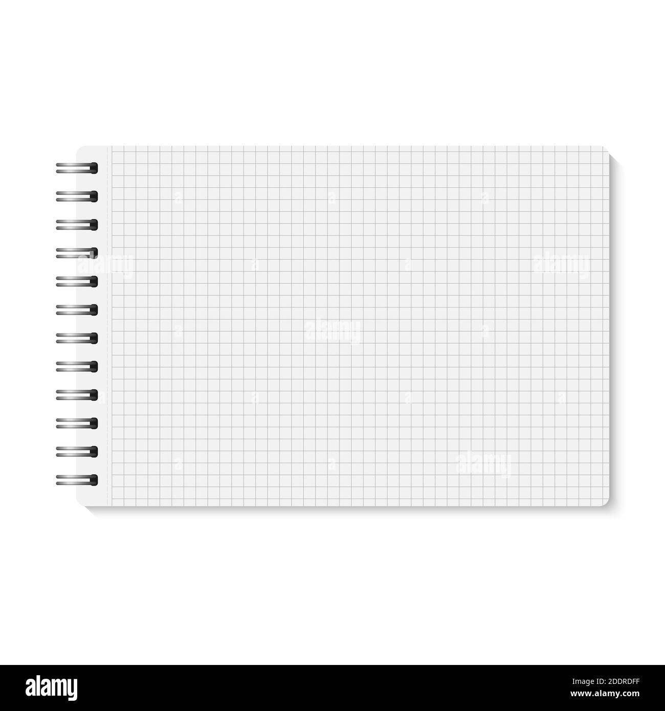 Vector white realistic closed spiral bound notebook. Horizontal blank ...
