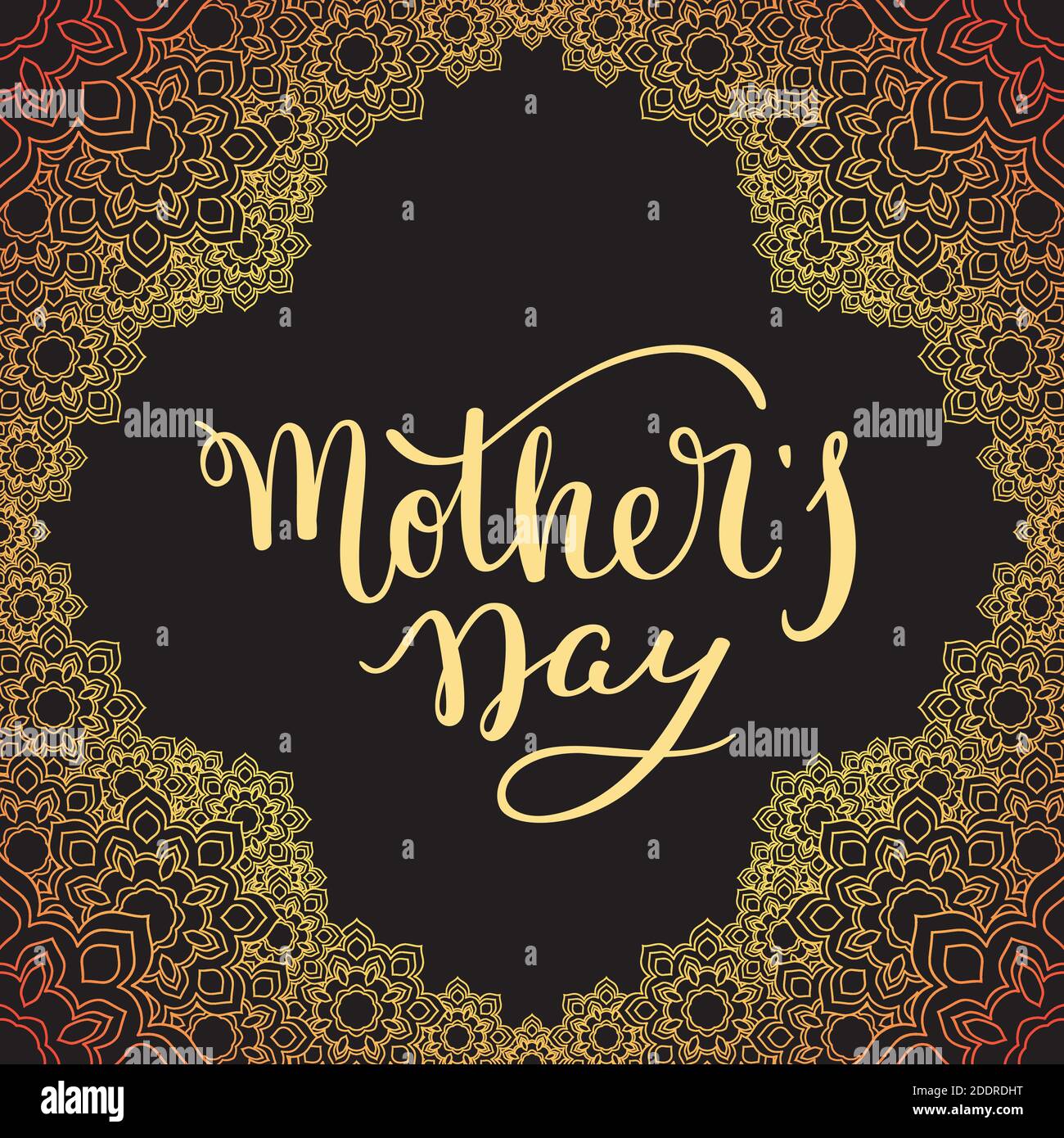 Hand lettering Mother's Day with flowers. Template greeting card ...
