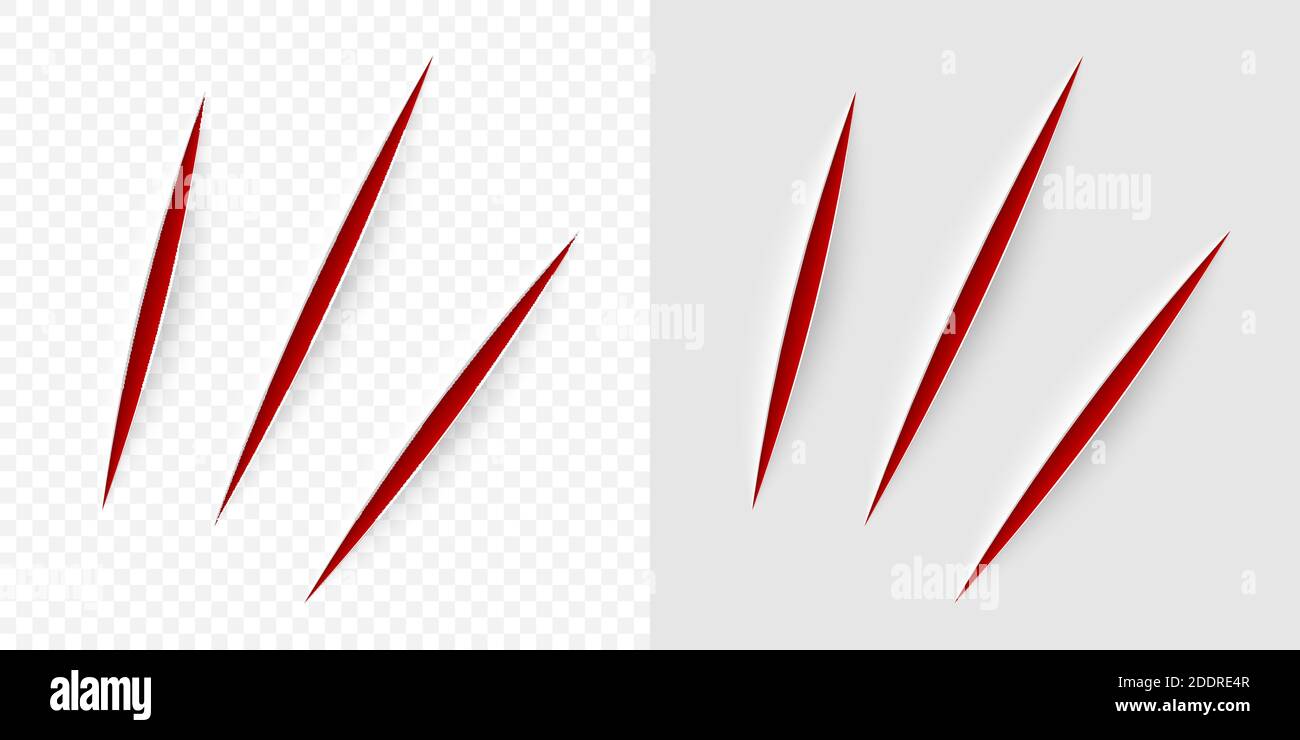 Vector realistic red cut with a office knife on paper sheet isolated ...