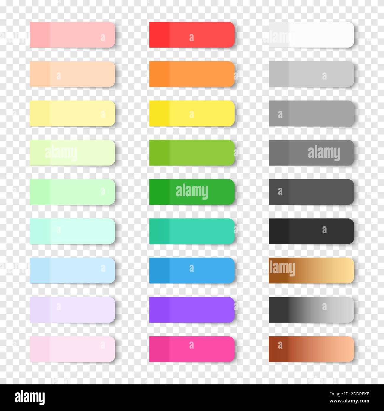 Set of vector paper bookmarks on transparent background. Colored ...