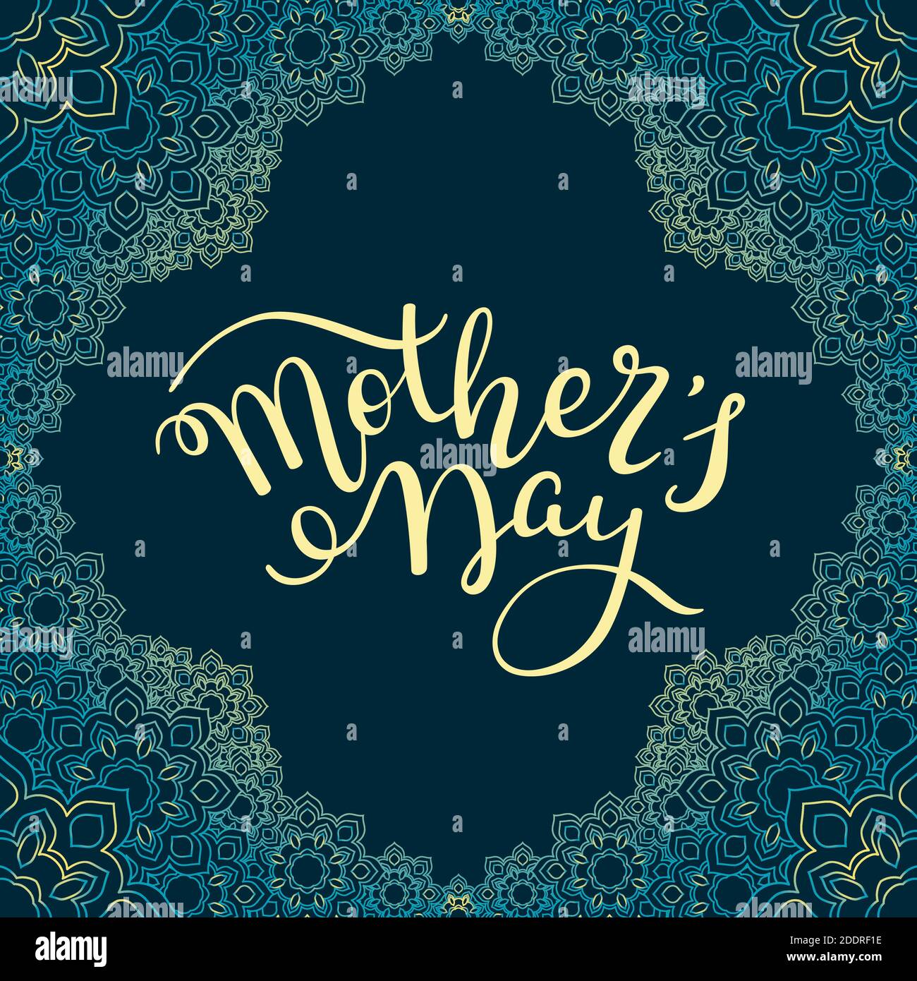 Hand lettering Mother's Day with flowers. Template greeting card ...
