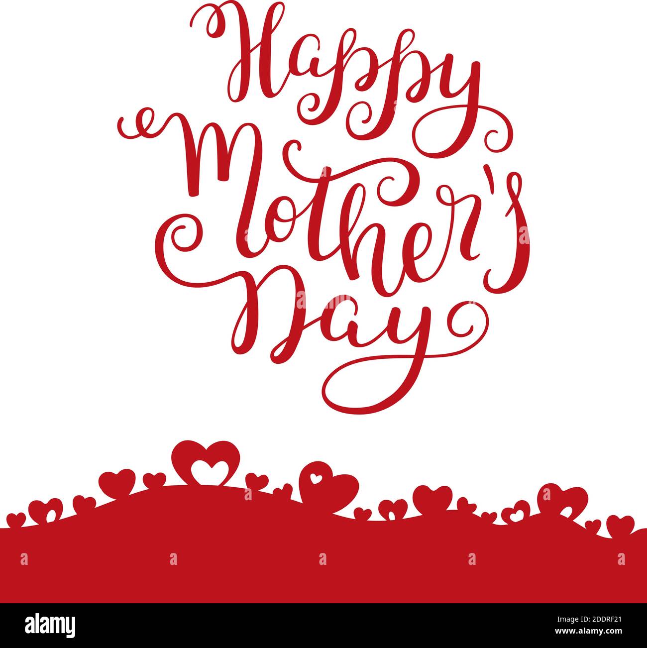 Hand lettering Happy Mother's Day with hearts. Template greeting card ...