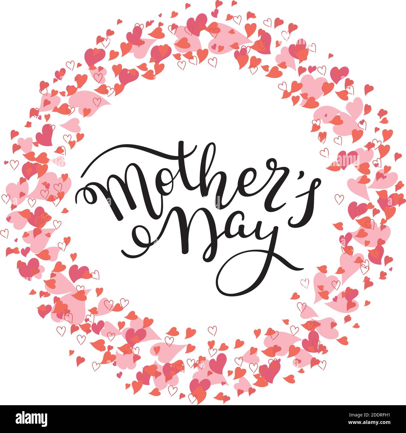 Hand lettering Mother's Day with hearts. Template greeting card, poster ...