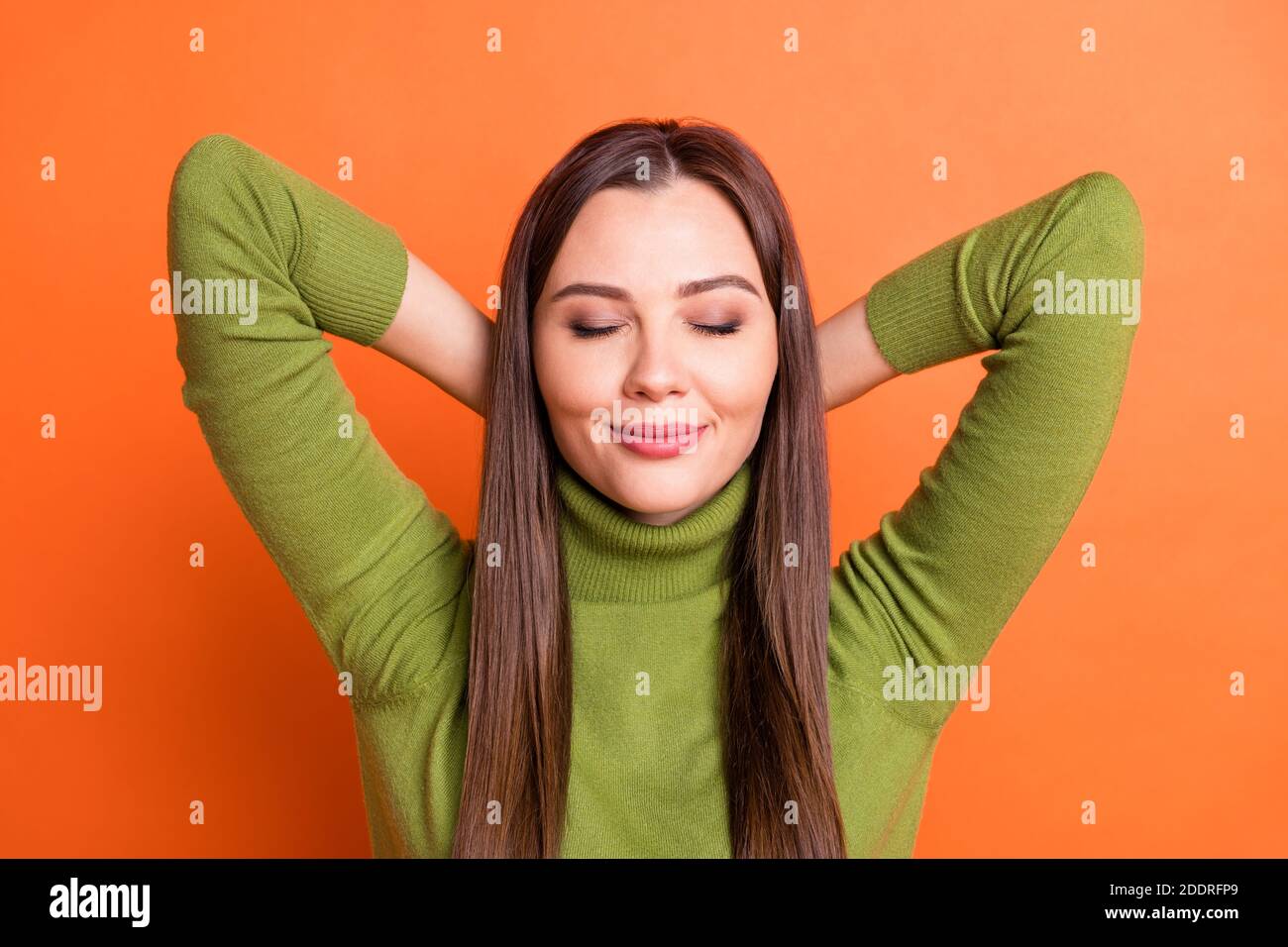 Top above high angle view photo of young beautiful dreamy charming girl ...