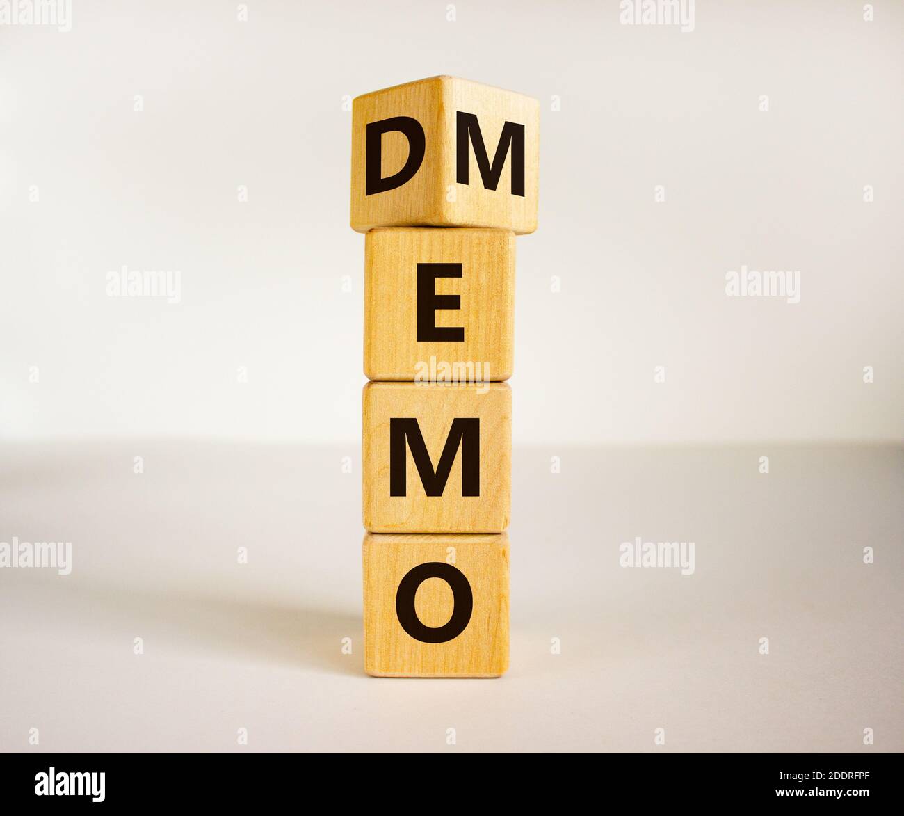 Turned cube and changed the word 'demo' to 'memo'. Beautiful white ...