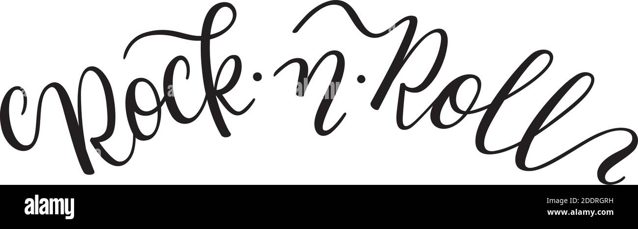 Rock and roll hand lettering. Isolated on white background Stock Vector ...