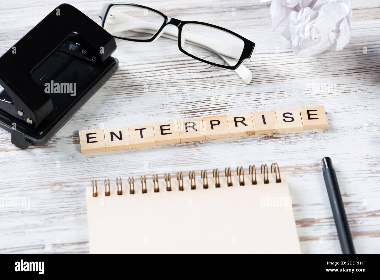 Enterprise concept with letters on cubes Stock Photo - Alamy