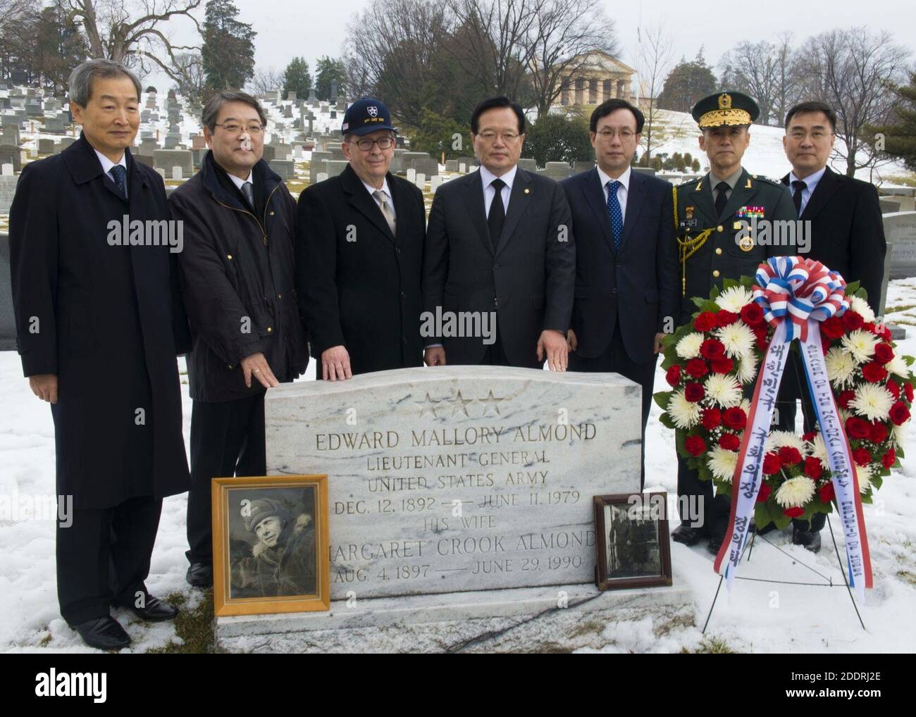 Korean wreath laying at grave site of Edward Mallory Almond - group ...