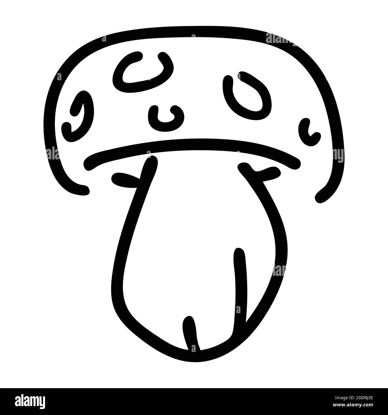 Cute cartoon toadstool mushroom monochrome lineart vector illustration ...