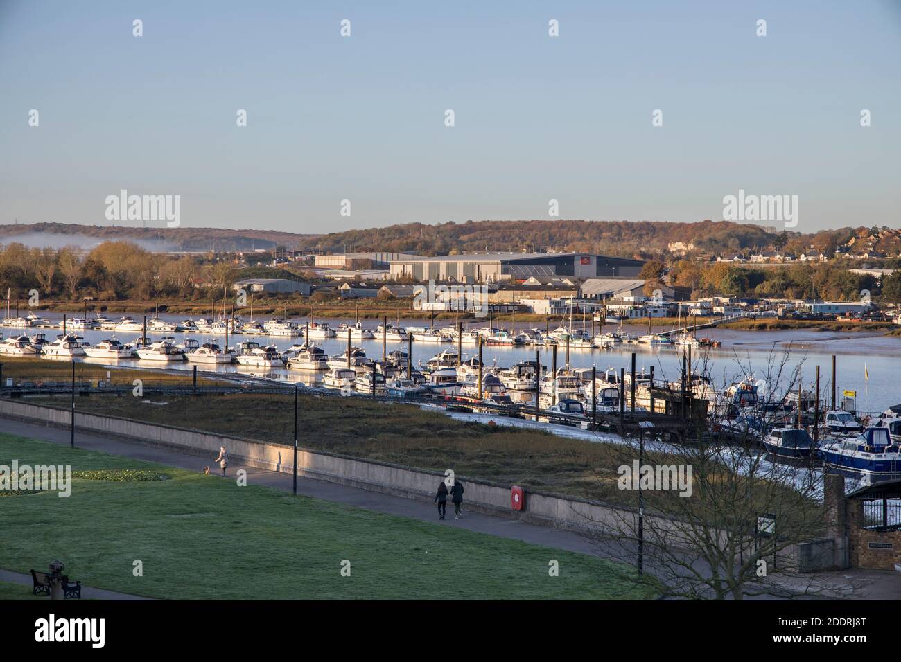 boats moored on the river medway viewed from rochester kent Stock Photo ...