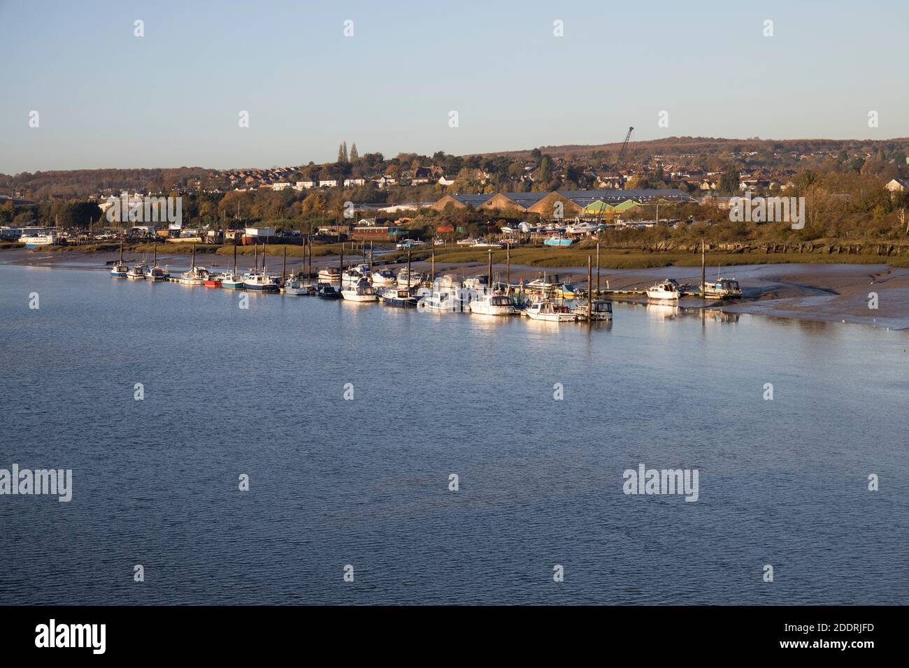 boats moored on the river medway viewed from rochester kent Stock Photo ...
