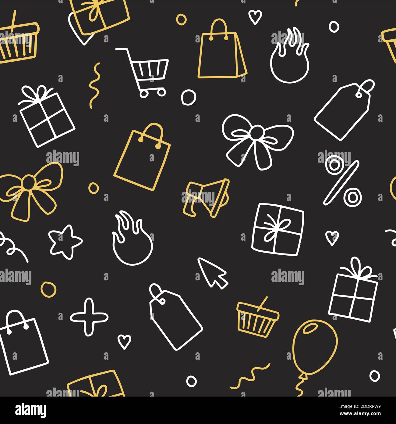 Sale and online shopping set of elements, doodle vector illustration ...