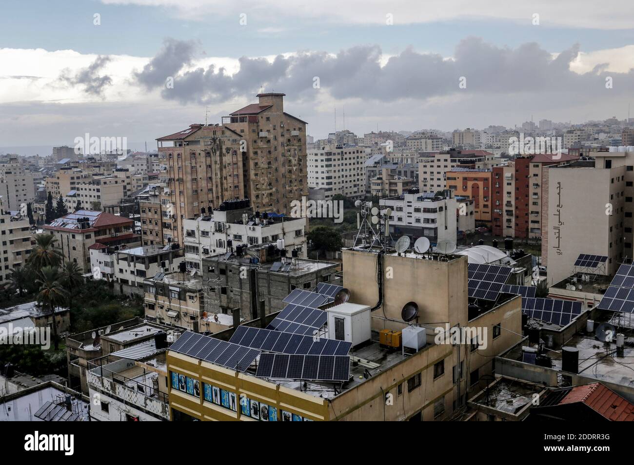 Gaza, Palestine. 26th Nov, 2020. Aerial view of Gaza City after heavy ...