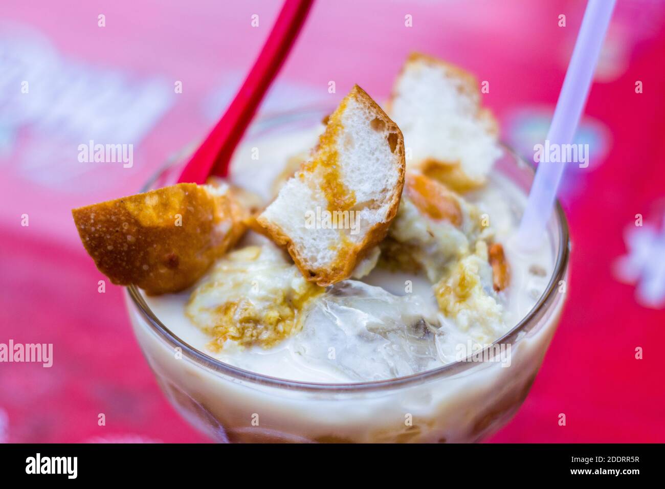 A bowl of es durian, a popular iced durian dessert in Medan, Indonesia ...