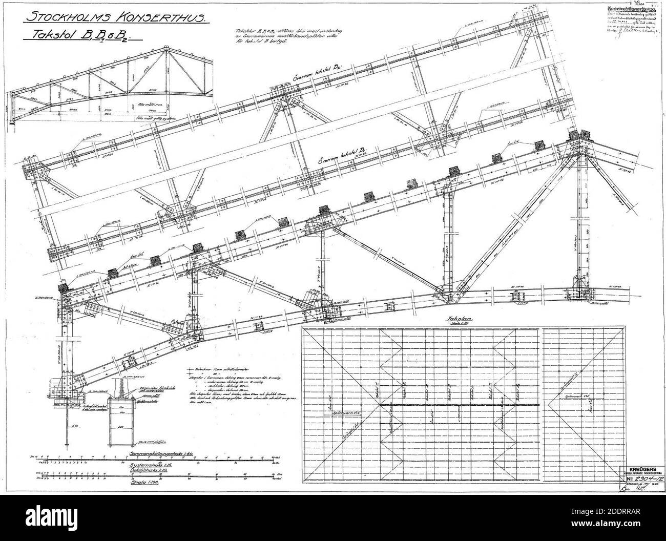 Konserthuset, K-ritning, takstol, 1923 Stock Photo - Alamy