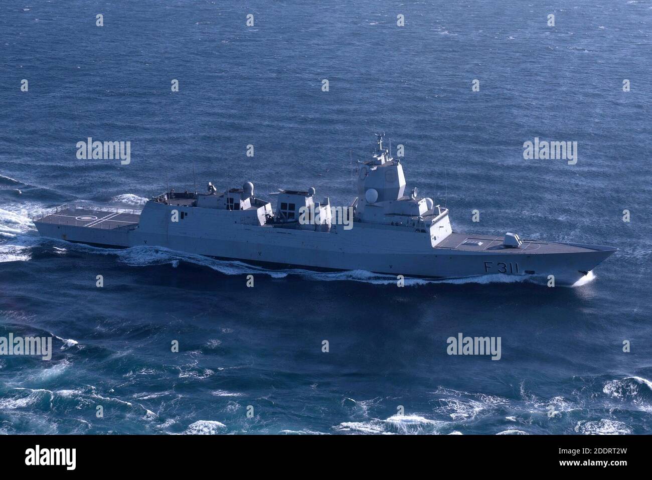 KNM Roald Amundsen (F311) underway in the Atlantic Ocean on 16 February ...