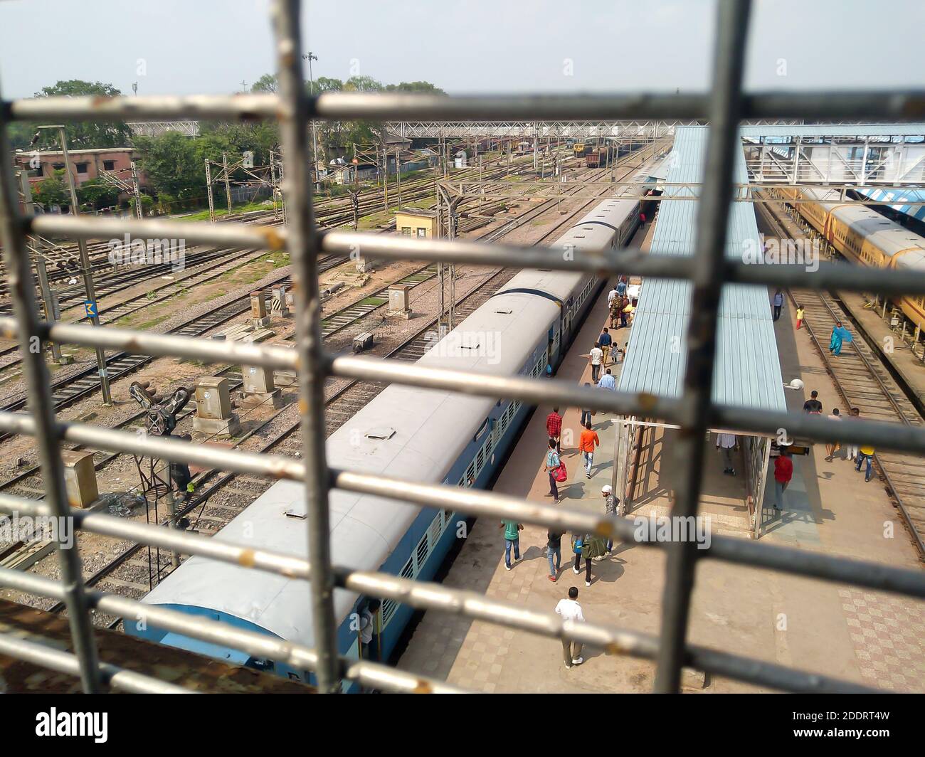 Railway station view through Metal Frame Structure With Space Frame ...