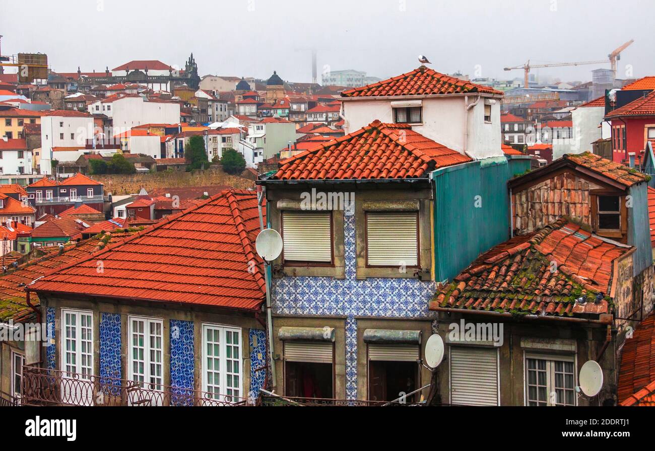 Colorful city street in Porto, Portugal. European urban architecture ...