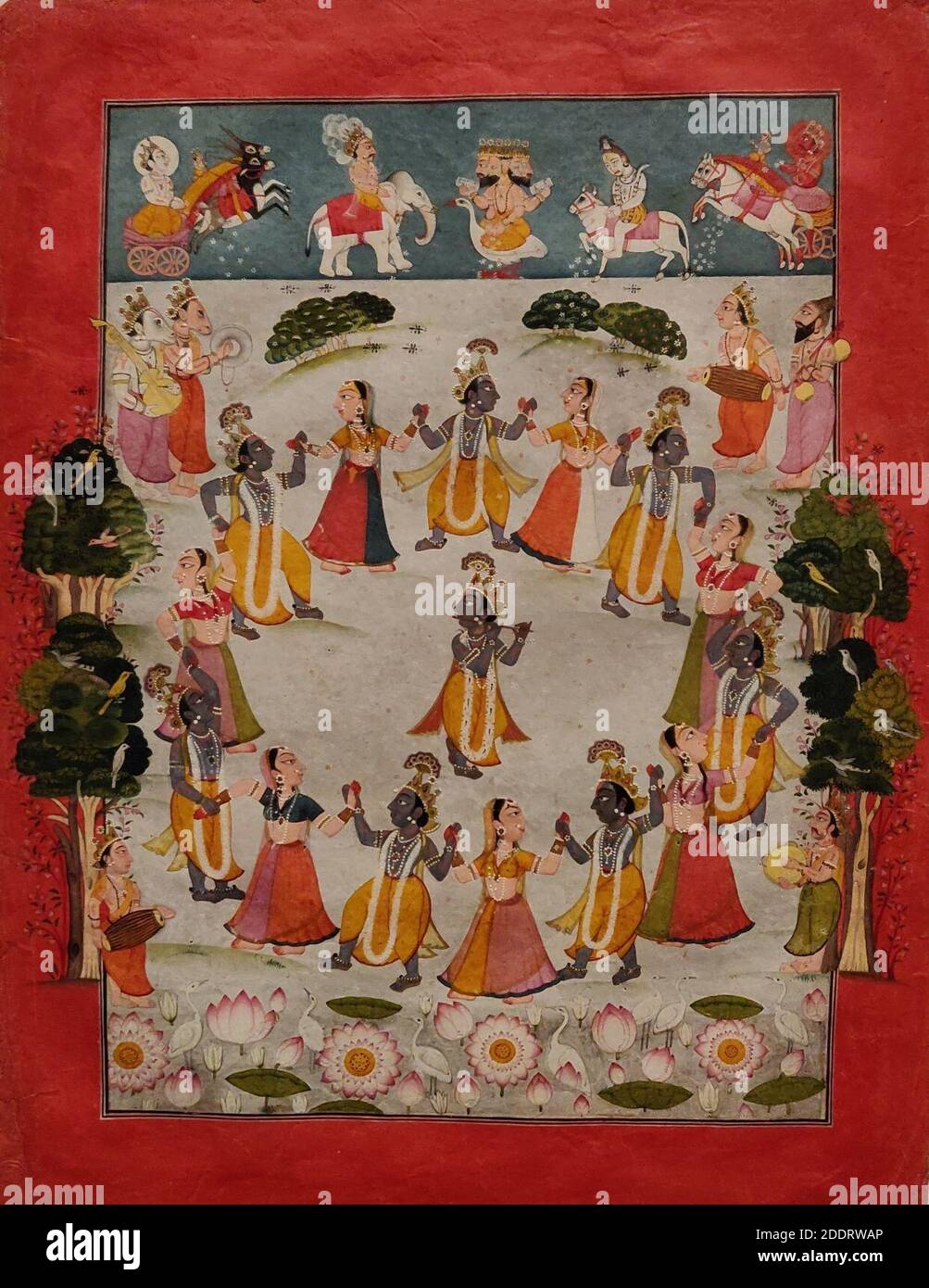 Krishna dances in the Raslila with the Gopis Stock Photo - Alamy