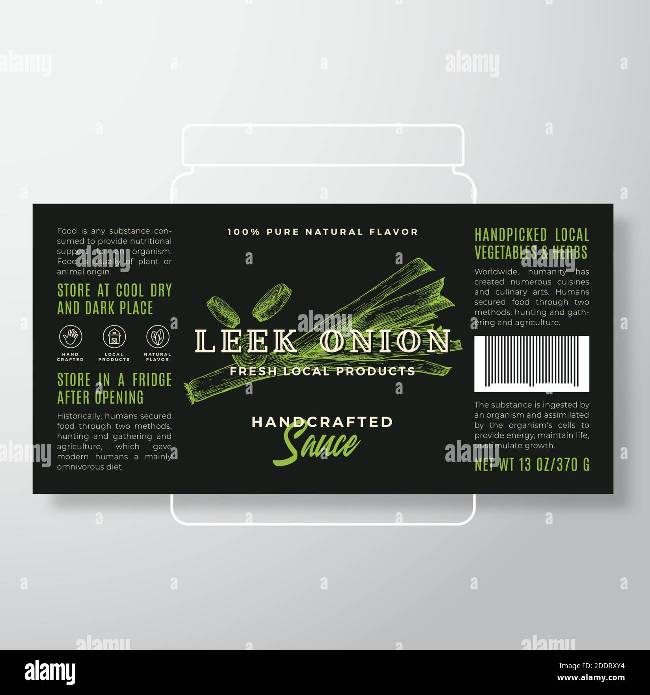 Handcrafted Vegetables and Herbs Sauce Label Template. Abstract Vector ...