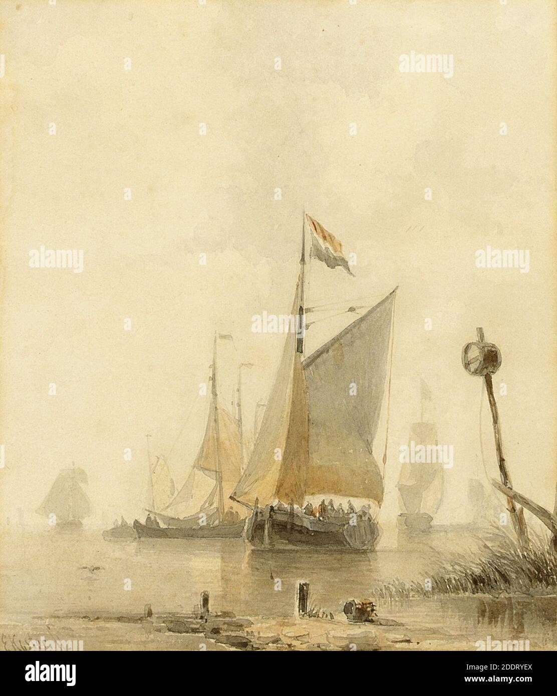 Everhardus Koster - Ships in a calm Stock Photo - Alamy