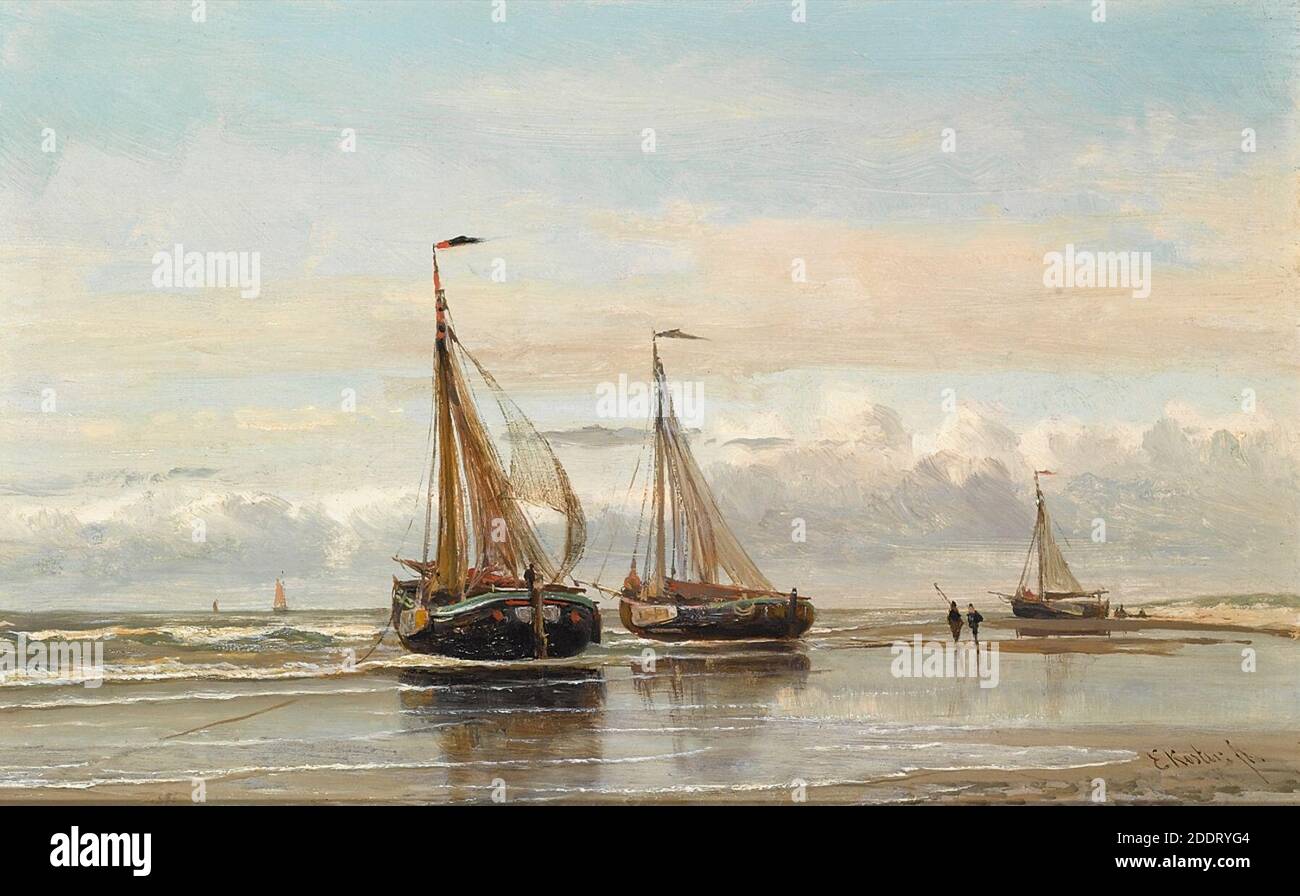 Everhardus Koster - Bomschuiten on the Beach Stock Photo - Alamy