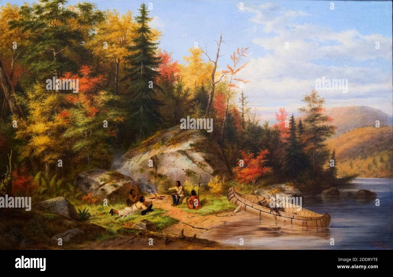 Huron Hunters Camping at the Big Rock of Lake Lagon by Cornelius ...