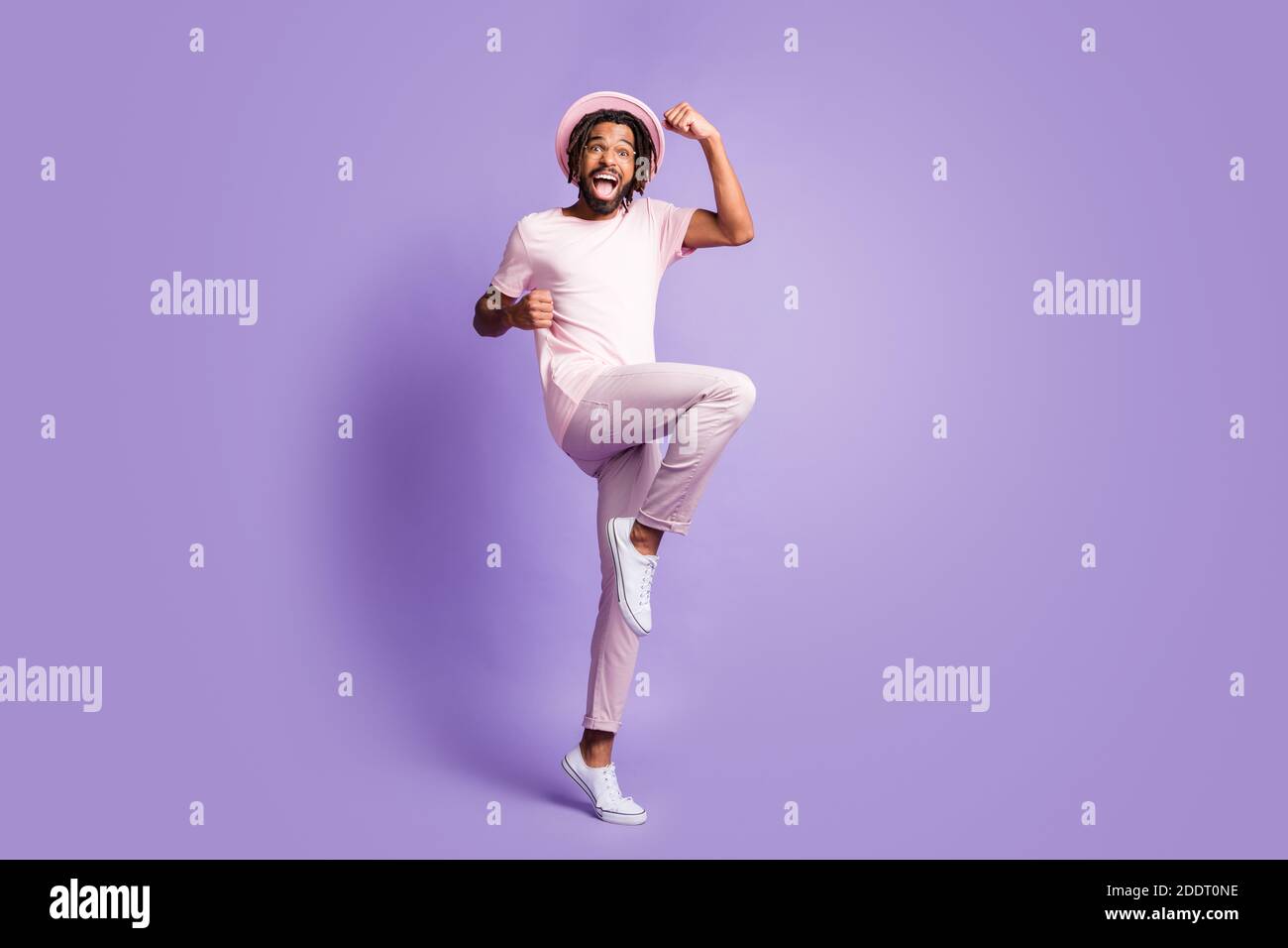Full size photo of young handsome afro excited crazy happy man male guy ...